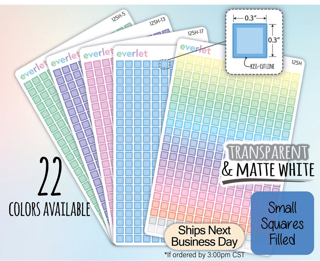 Small Squares Filled Planner Stickers, Highlighting Transparent and ...