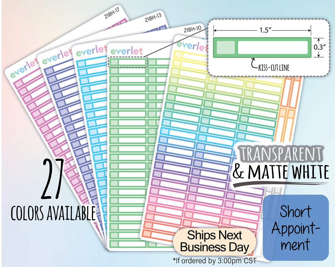 Short Appointment Planner Stickers, Highlighting Transparent and Matte ...