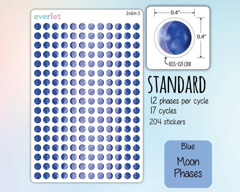 Moon Phases Planner Stickers, Moon Cycles, Highlighting Transparent and ...