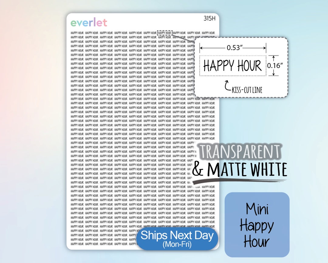 Mini Happy Hour Planner Stickers, Highlighting Transparent and Matte ...