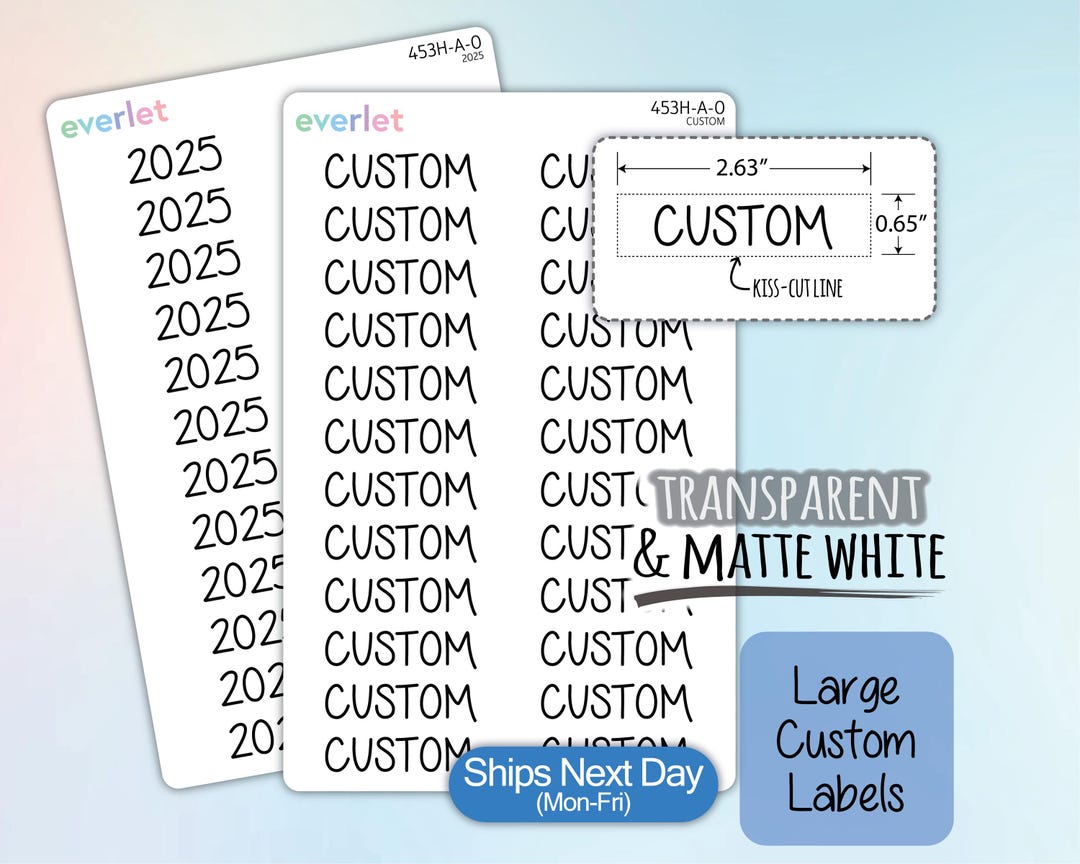 Large Custom Planner Stickers, Custom Labels, Transparent and Matte ...