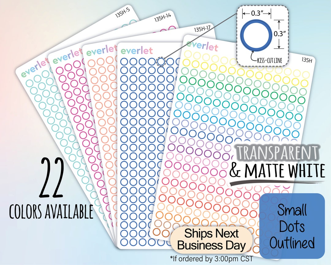 Small Dots Outlined Planner Stickers, Highlighting Transparent and ...