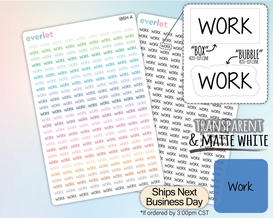 Work Planner Stickers, Highlighting Transparent and Matte White Vinyl ...