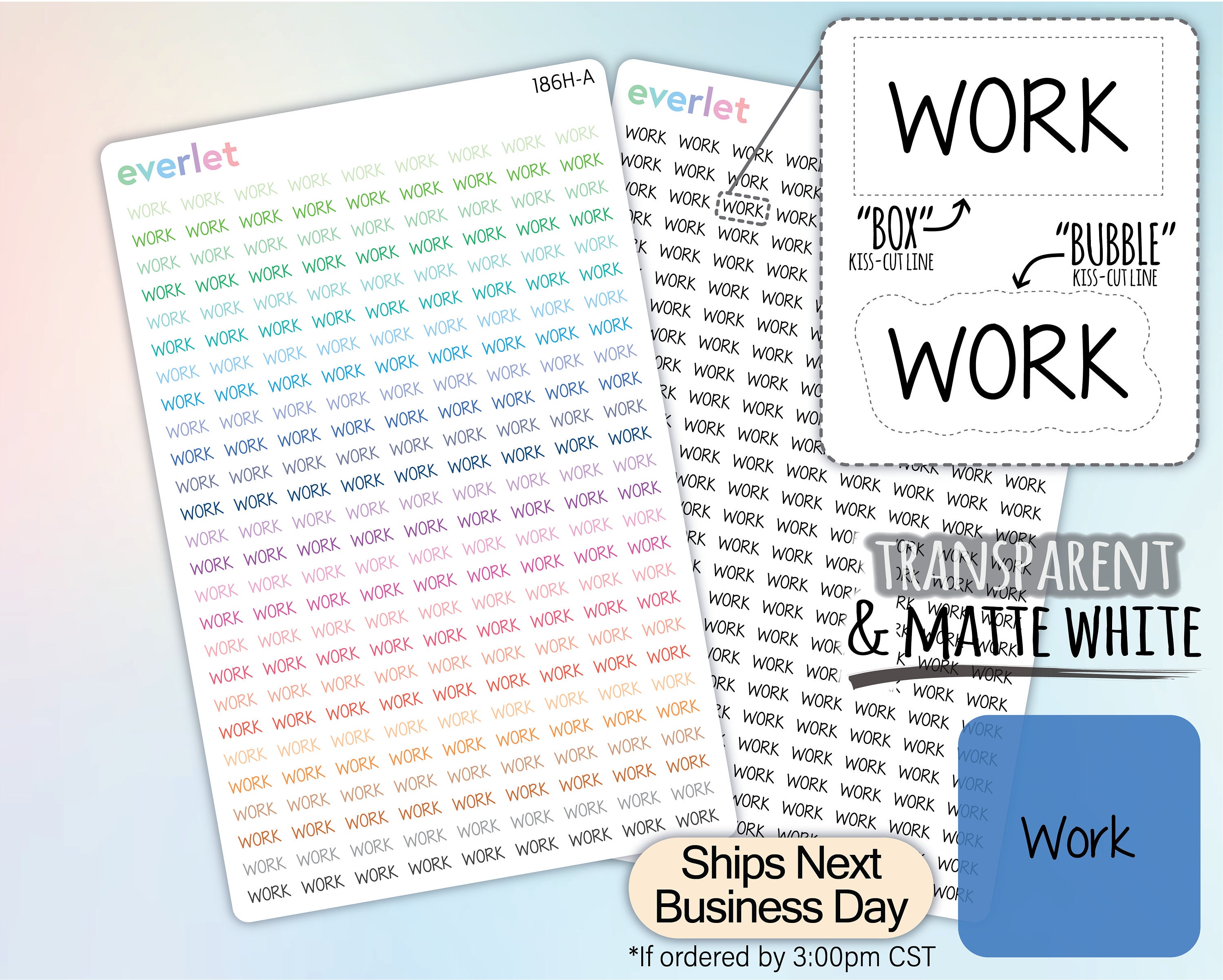 Work Planner Stickers, Highlighting Transparent and Matte White Vinyl ...