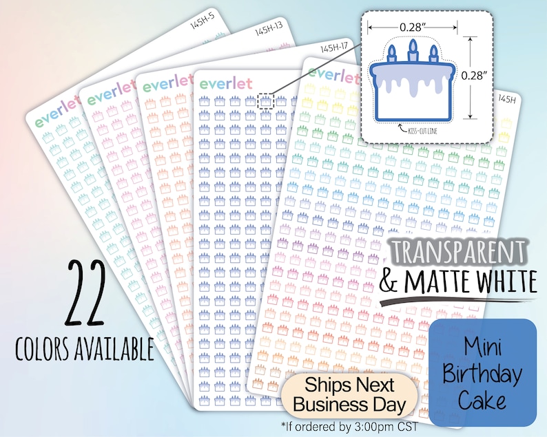 Mini Birthday Cake Outlined Planner Stickers Highlighting - Etsy