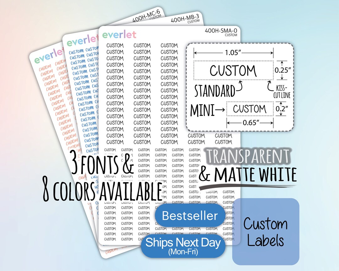 Custom Planner Stickers, Custom Labels, Transparent and Matte White ...