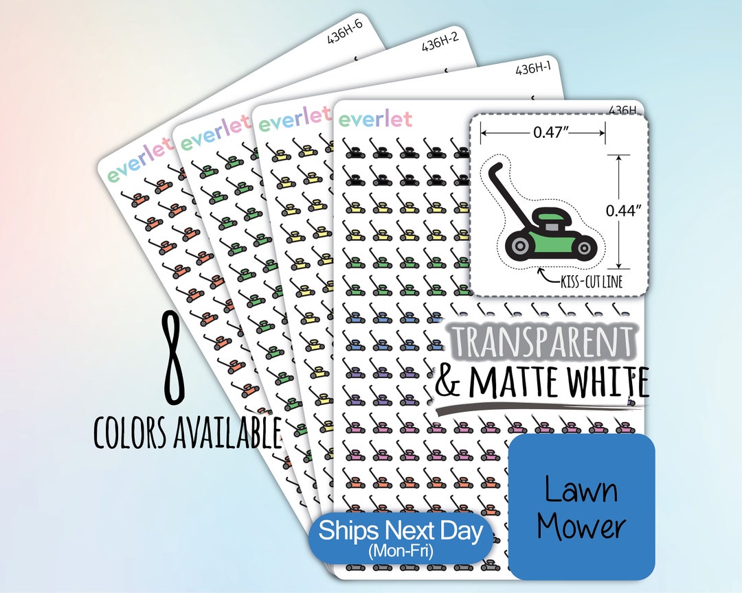 Lawn Mower Planner Stickers, Highlighting Transparent and Matte White ...