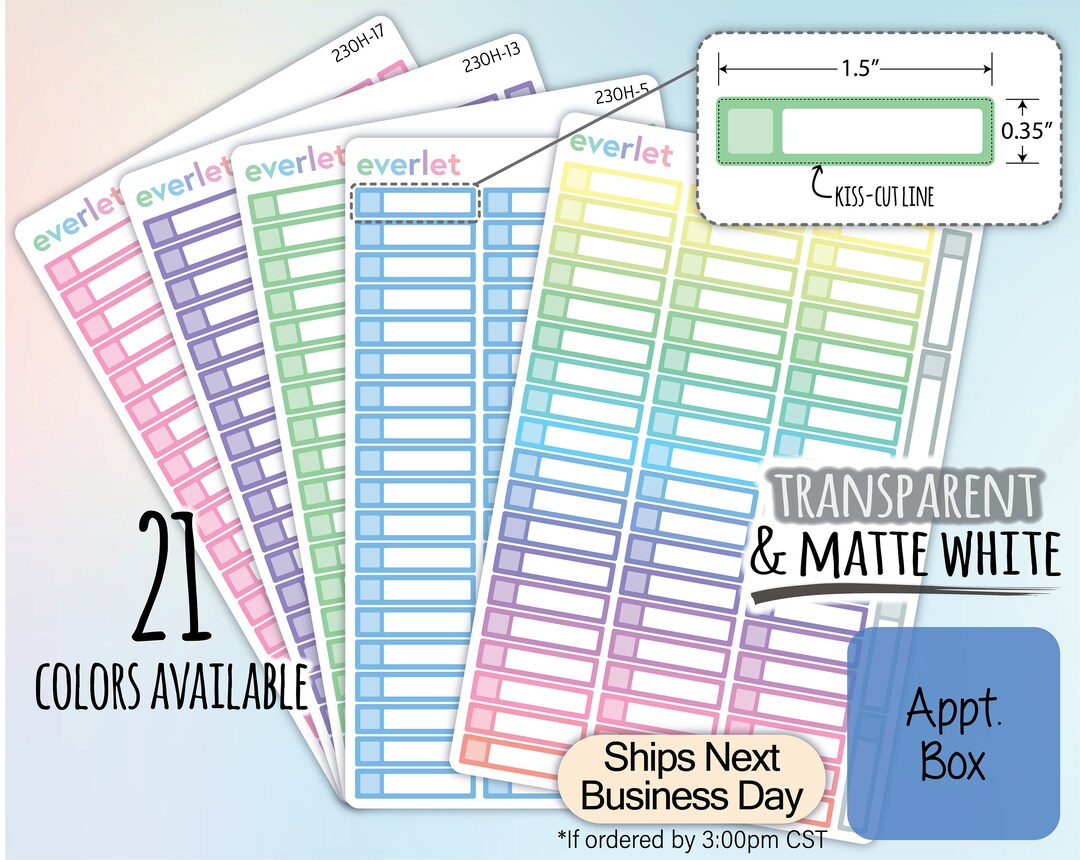 Appointment Box Planner Stickers, Highlighting Transparent and Matte ...
