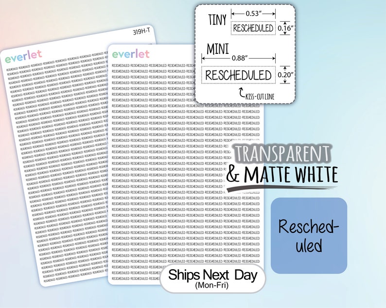 Tiny & Mini Rescheduled Planner Stickers, Highlighting Transparent and ...