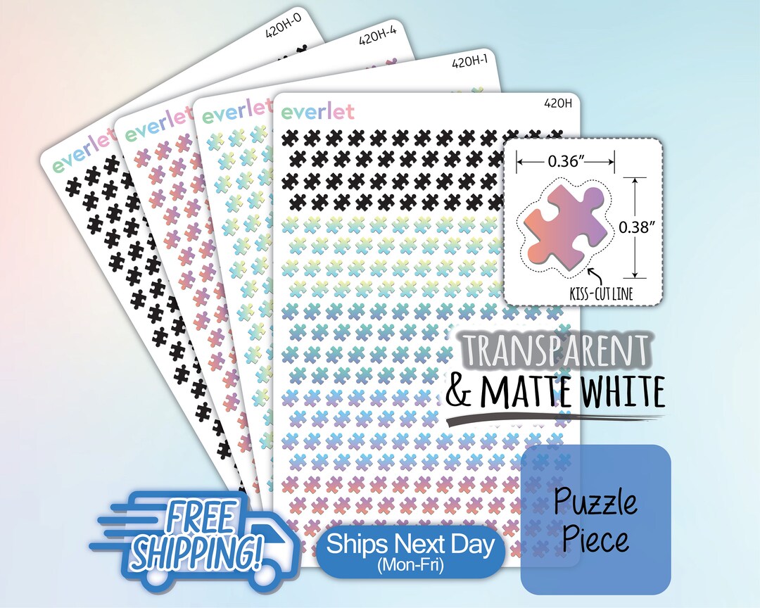 Puzzle Pieces Stickers, Highlighting Transparent and Matte White Vinyl ...