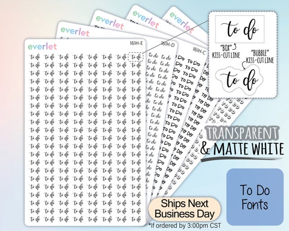 To Do Fonts Planner Stickers Highlighting Transparent and - Etsy