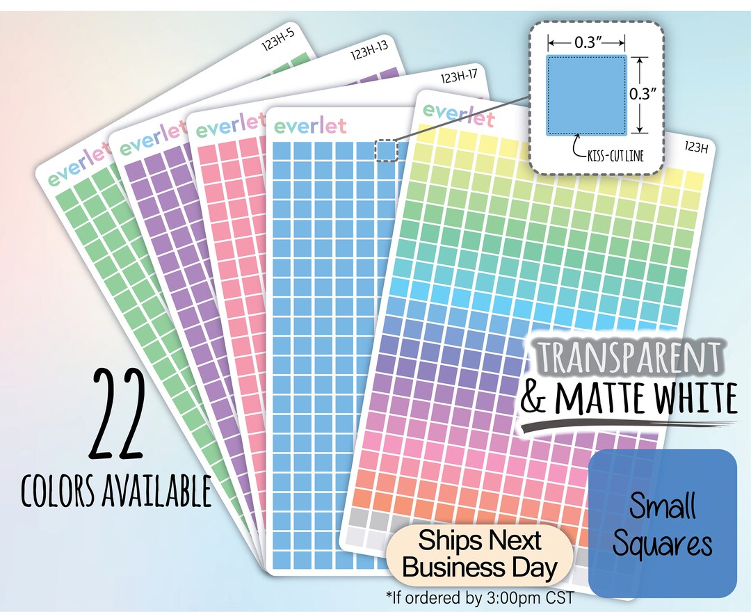 Small Squares Planner Stickers, Highlighting Transparent and Matte ...