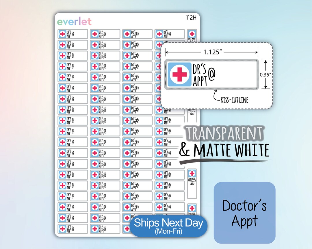 Doctor's Appointment Planner Stickers, Highlighting Transparent and ...