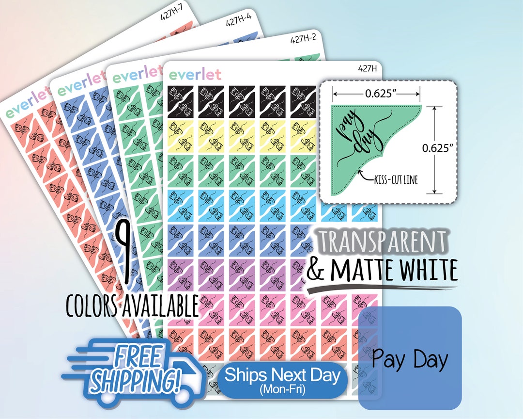Payday Corner Planner Stickers, Highlighting Transparent and Matte ...