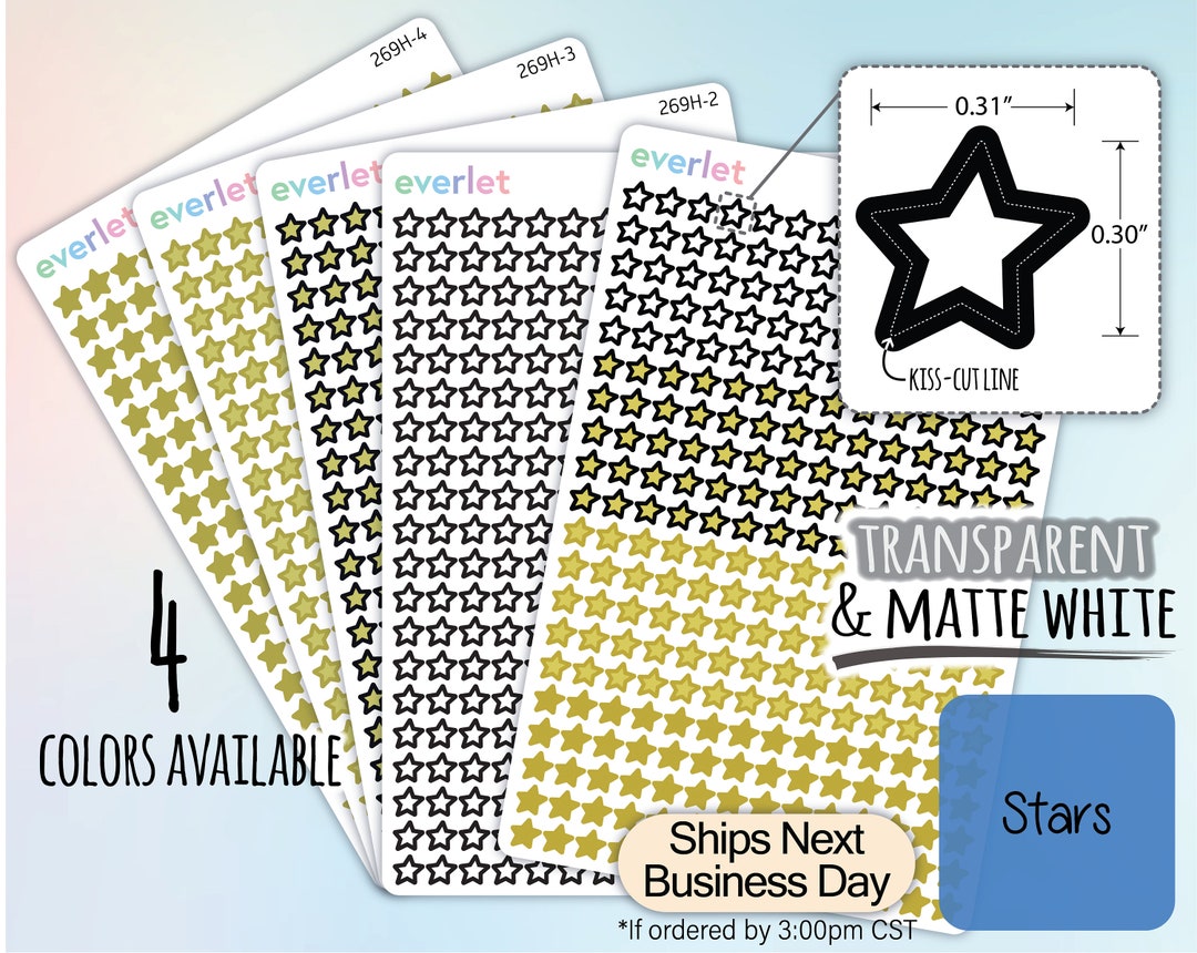 Stars Planner Stickers, Highlighting Transparent and Matte White Vinyl ...