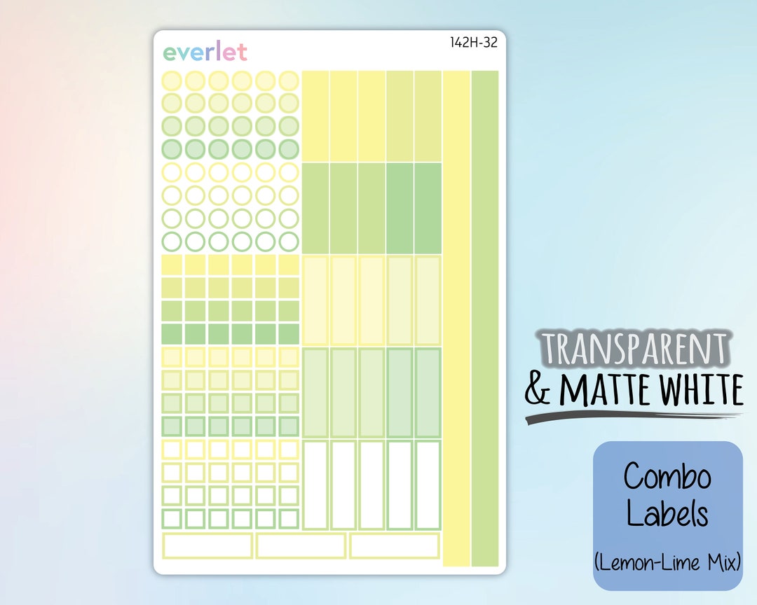 Combo Labels Planner Stickers, Highlighting Transparent and Matte White ...