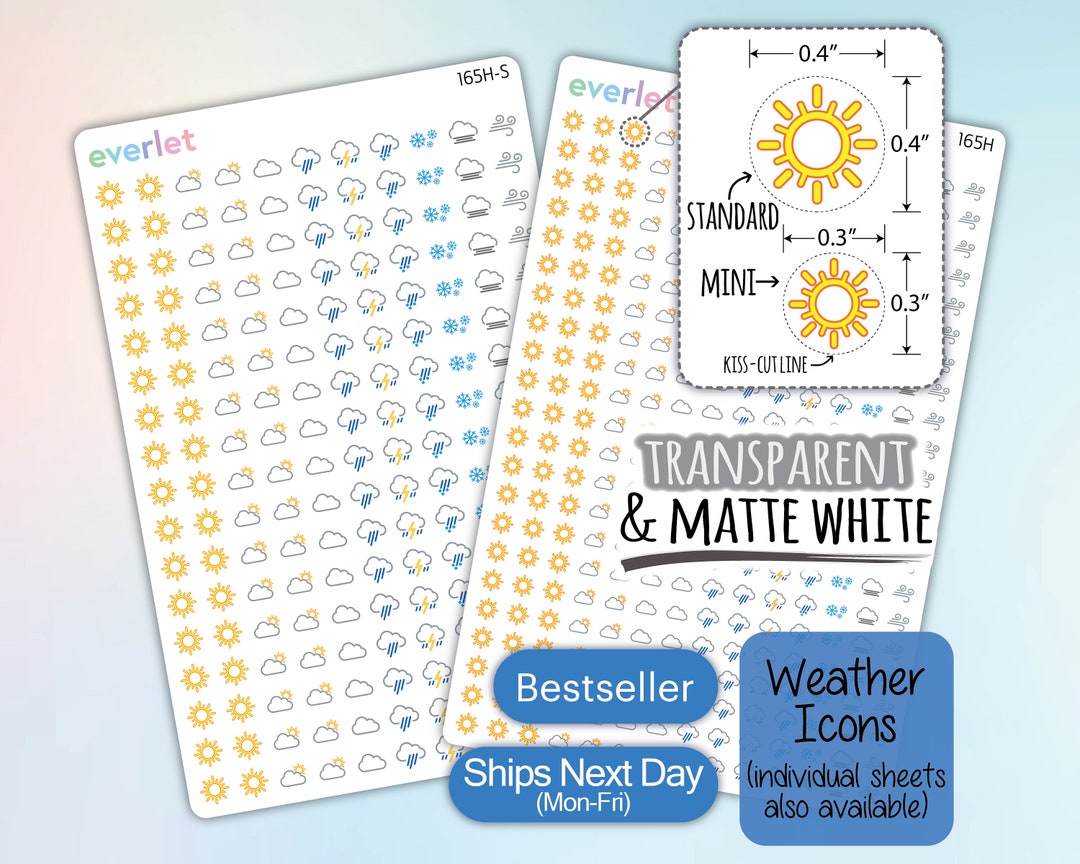 MINI and Standard Size Weather Planner Stickers, Highlighting ...