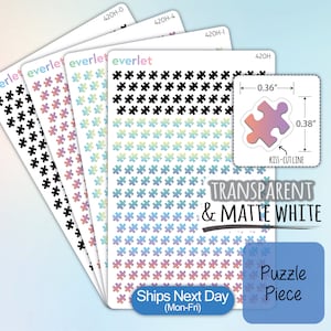 Puzzle Pieces Stickers, Highlighting Transparent and Matte White Vinyl ...