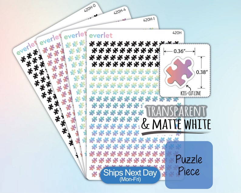 Puzzle Pieces Stickers, Highlighting Transparent and Matte White Vinyl ...