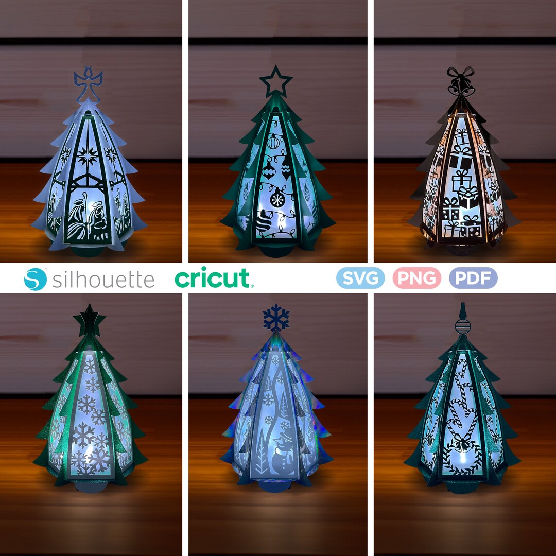 6 Christmas Tree Lantern SVG PNG PDF Bundle, Christmas Lantern Template ...