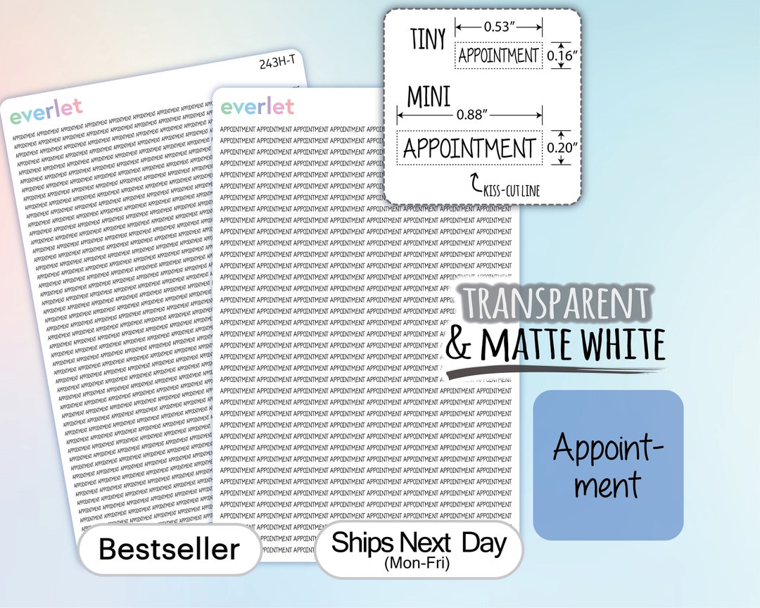 Tiny & Mini Appointment Planner Stickers, Highlighting Transparent and ...
