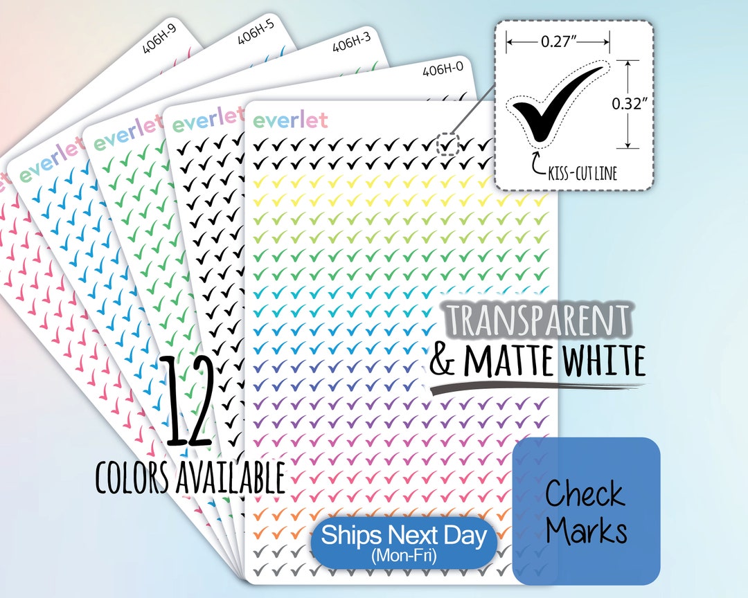 MINI Check Marks Planner Stickers, Highlighting Transparent and Matte ...