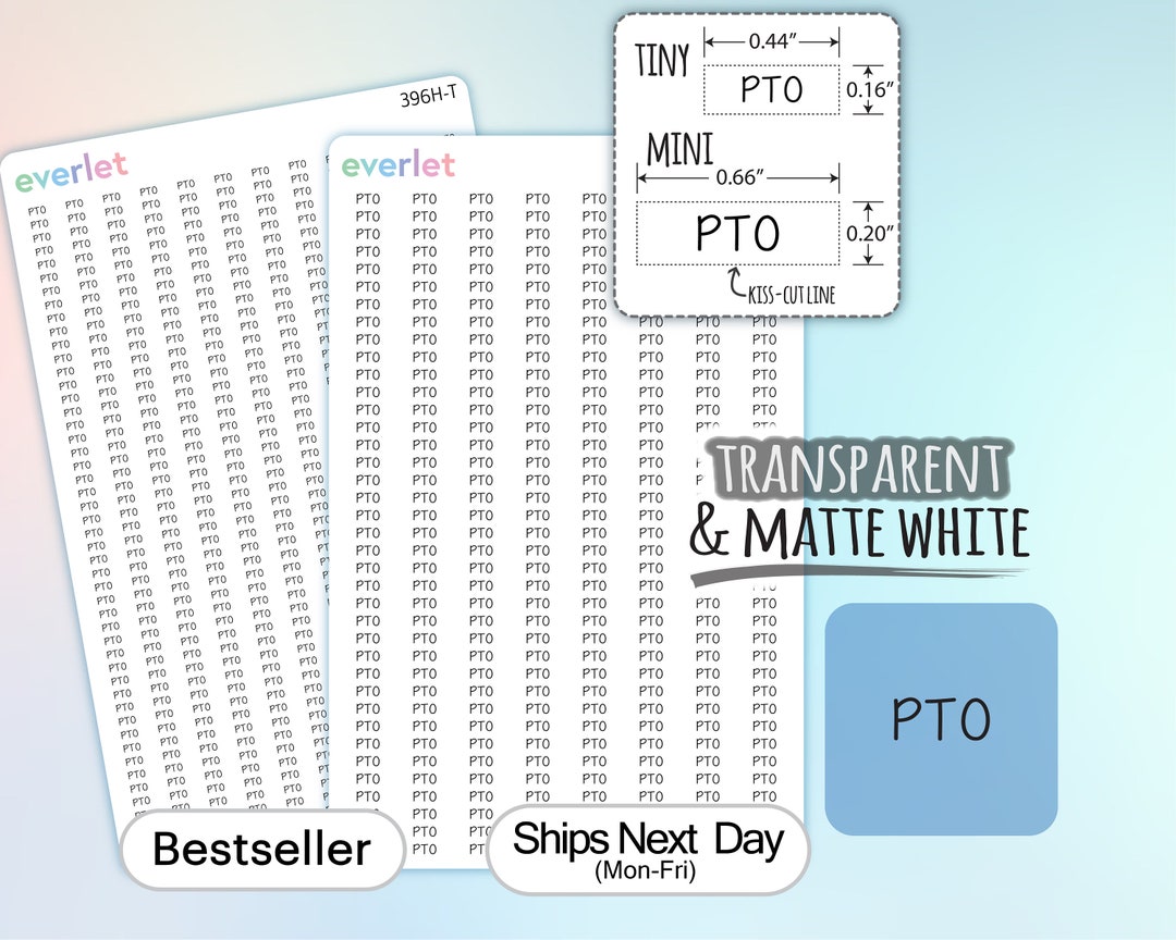 TINY & MINI PTO Planner Stickers, Highlighting Transparent and Matte ...