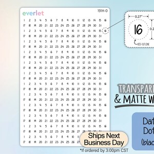 Date Dots Planner Stickers, Highlighting Transparent and Matte White ...