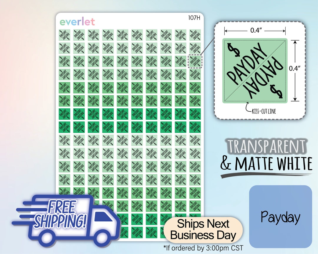 Payday Corner Planner Stickers, Highlighting Transparent and Matte ...
