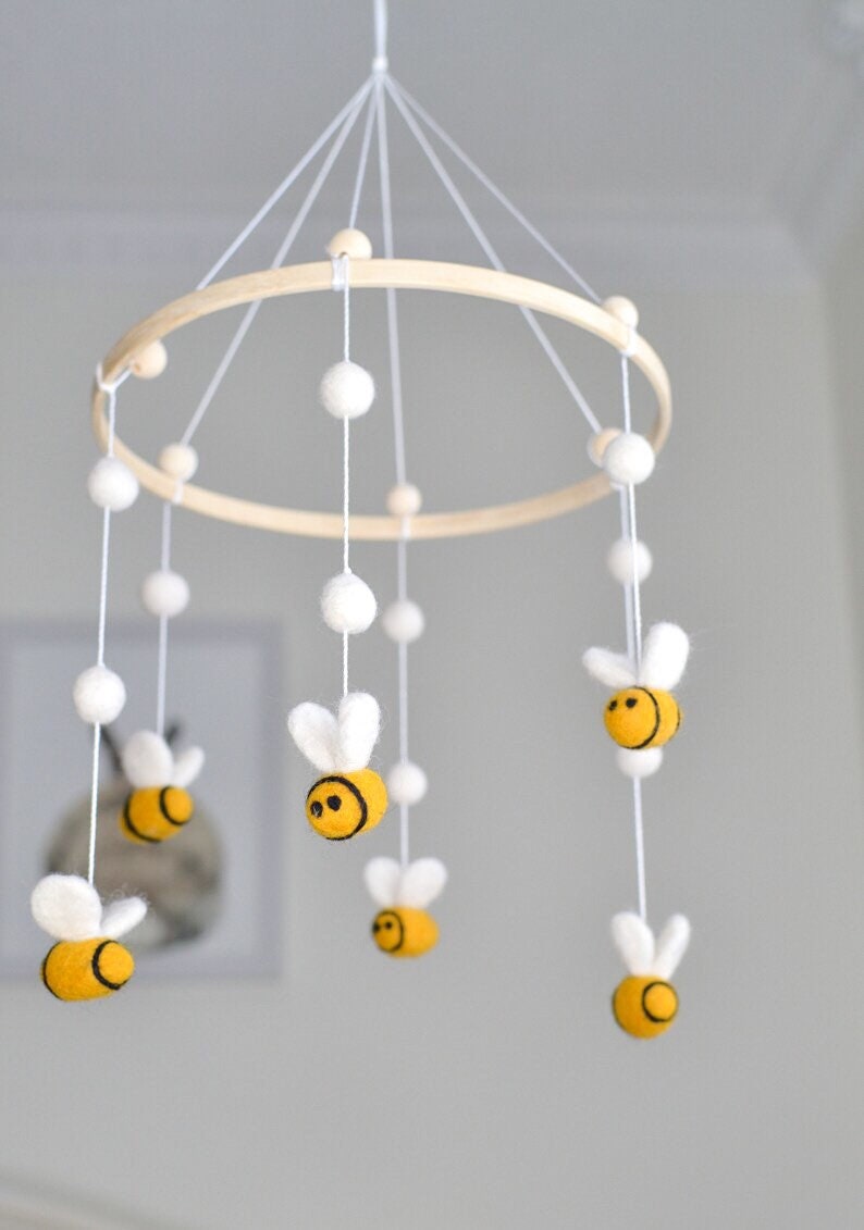 Baby Girl Mobile/ Baby Mobile/ Bee Mobile/ Handmade Mobile/baby Shower ...
