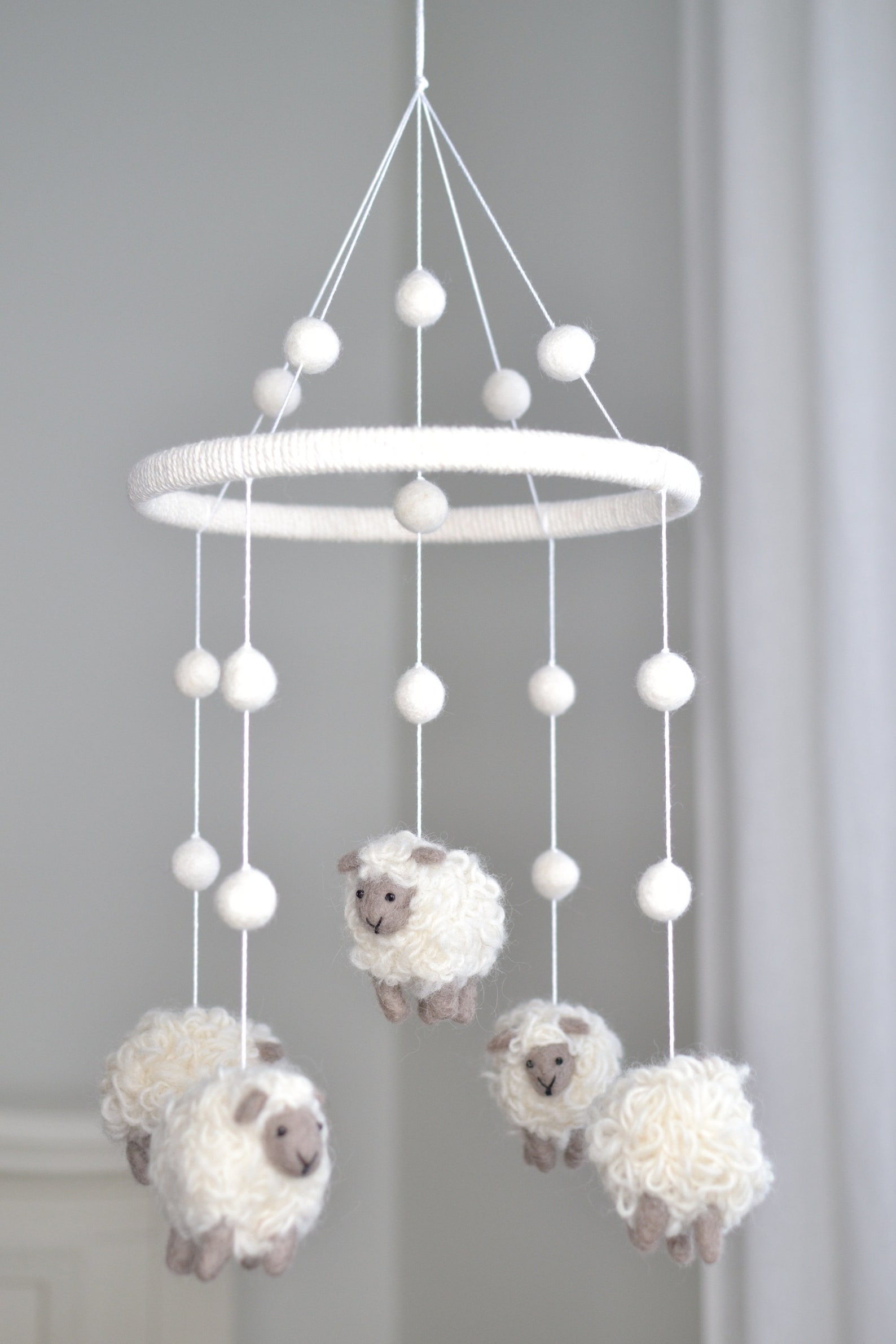 Sheep Mobile /lamb /baby Mobile Girl /wool Mobile /nursery - Etsy