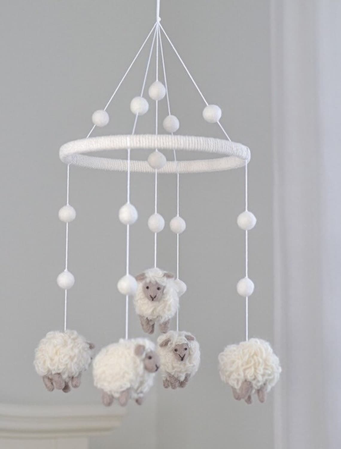 Sheep Mobile /lamb /baby Mobile Girl /wool Mobile /nursery - Etsy