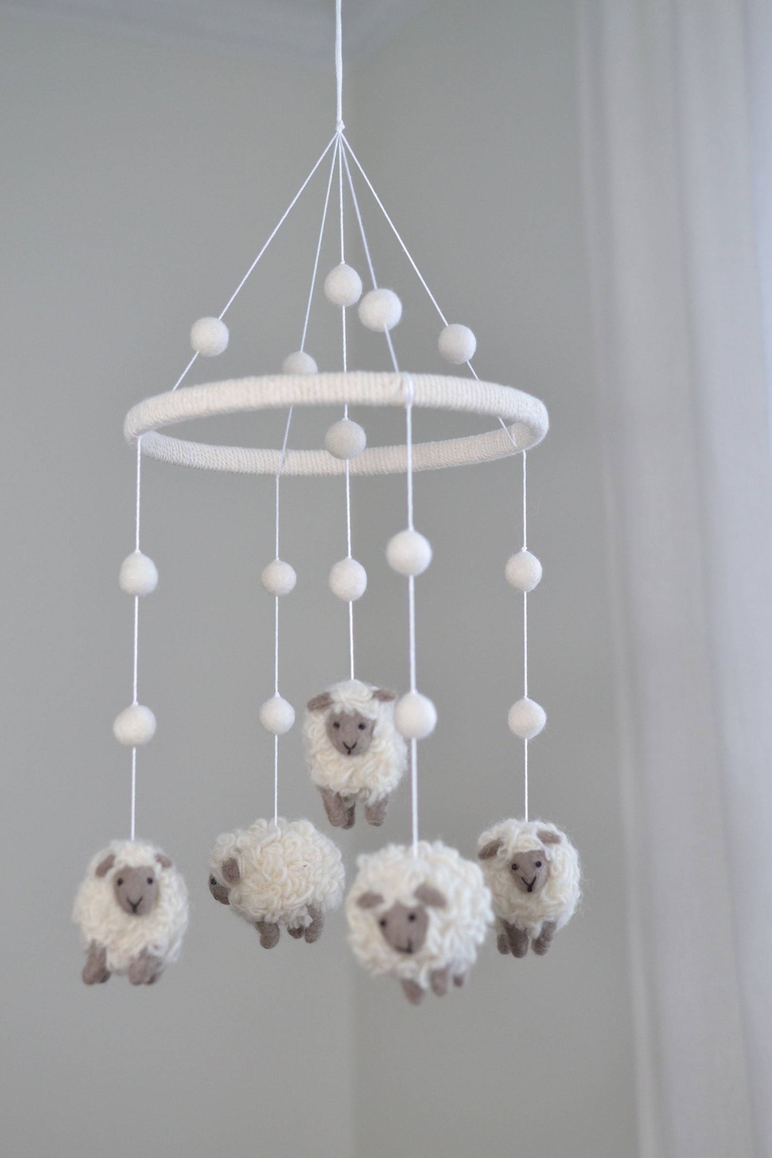 Sheep Mobile /lamb /baby Mobile Girl /wool Mobile /nursery - Etsy