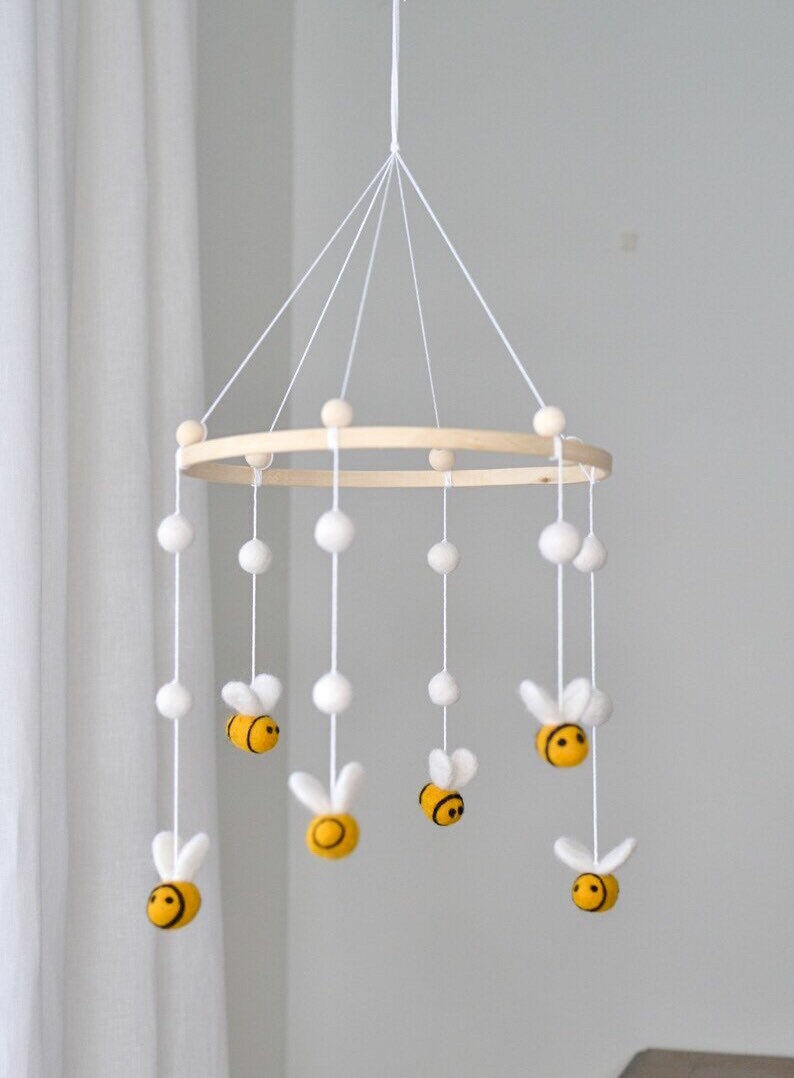 Baby Girl Mobile/ Baby Mobile/ Bee Mobile/ Handmade Mobile/baby Shower ...
