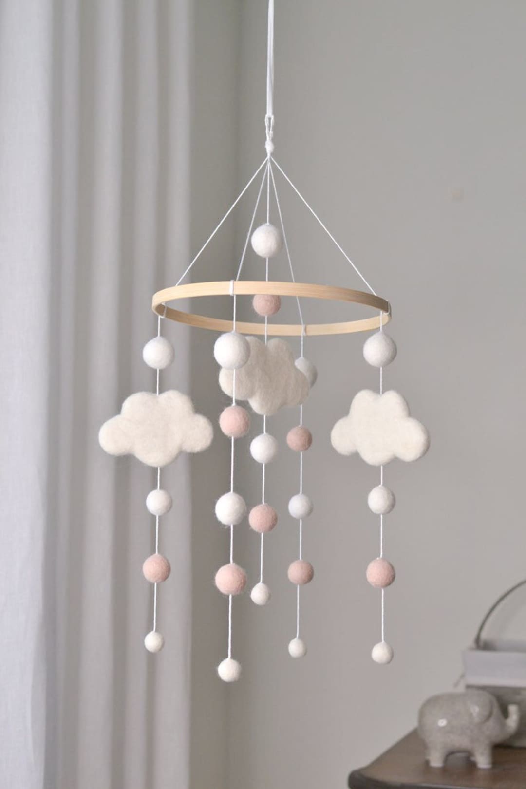 Baby Mobile/baby Crib Mobile /wool Felt Balls/felt Cloud Mobile ...