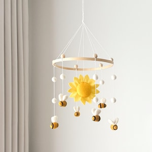 Bee Mobile/baby Mobile/sun Felt Mobile/bee Nursery Decoration/sun ...