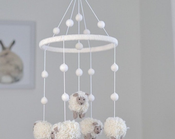 Sheep Mobile /lamb /baby Mobile Girl /wool Mobile /nursery - Etsy
