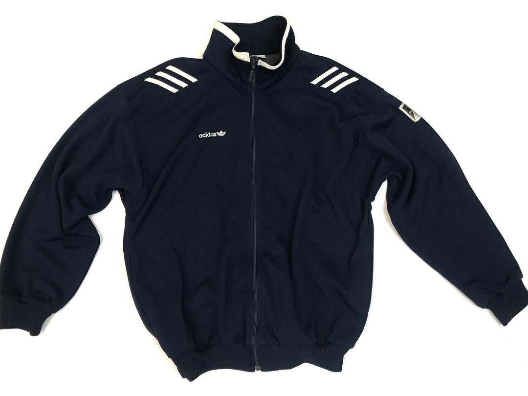 Adidas Track Jacket Classic Vintage 1980s Navy Blue and White Tracksuit ...