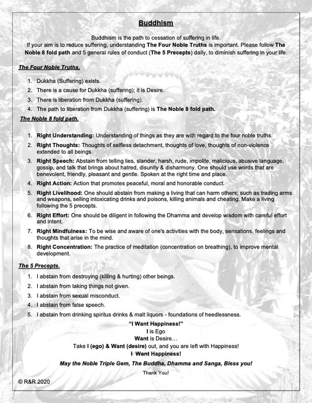 Printable Buddhism Guide-four Noble Truths & Noble Eightfold Path ...