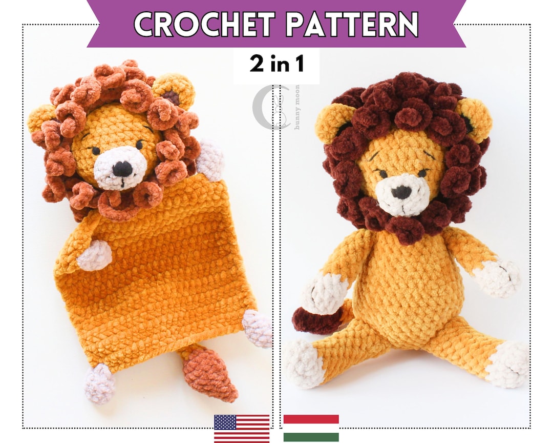 Crochet LION PATTERNS 2in1 Lion Crochet Pattern Pack Fast Lion Lovey ...
