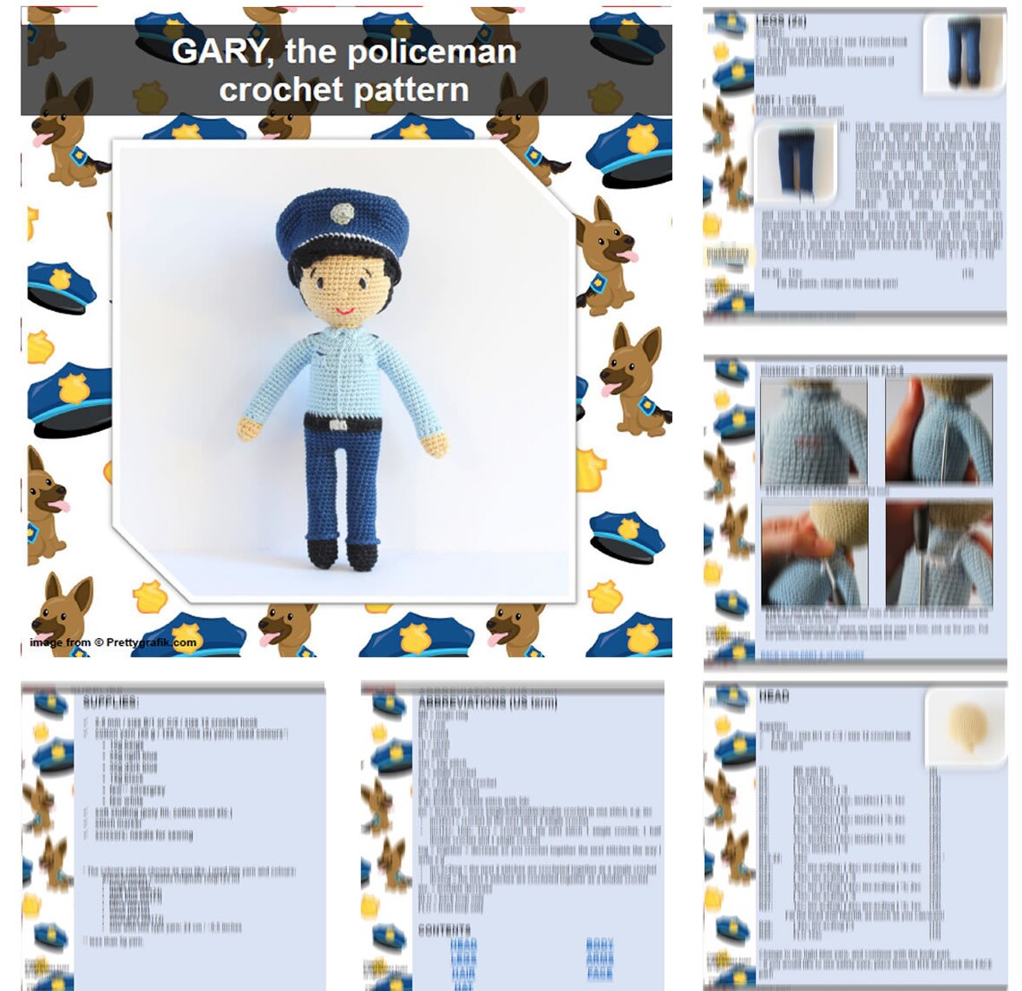 Gary the Policeman CROCHET PATTERN Amigurumi Police Officer - Etsy