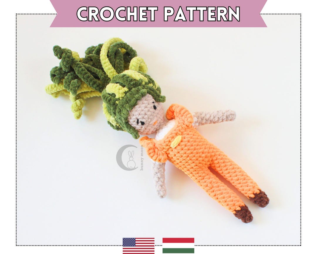 Plush Kreka the Carrot Girl Crochet Pattern Whimsical Vegetable Fairy ...