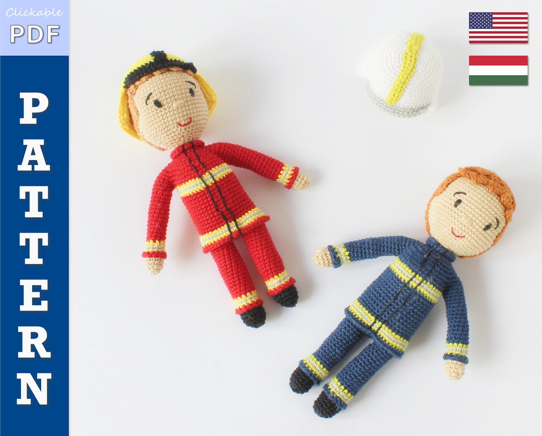 Crochet FIREFIGHTER PATTERN Andrew the Fireman Crochet Pattern ...