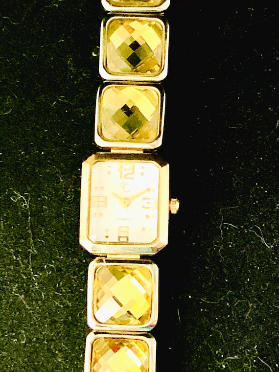 Beautiful Art Deco Yellow Beveled Crystal CC Ladies’ … - Gem