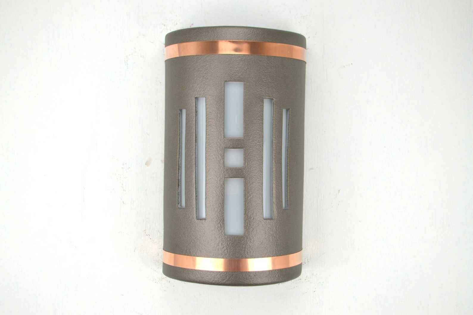 Wall Light 14'' Center Window Design-accented With Raw Copper Bands ...