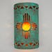 Southwestern Zia Sun Tribal Drum Wall Sconce Amber Mica Raw