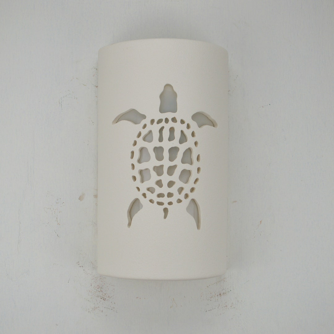Sea Turtle, White, Beach Light for the Indoor or Outdoor 14" Open Top ...