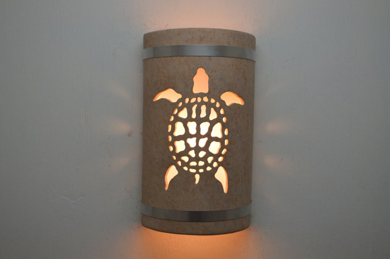Sea Turtle Ceramic Wall Sconce: 14" Open Top for Coastal Beach Decor ...