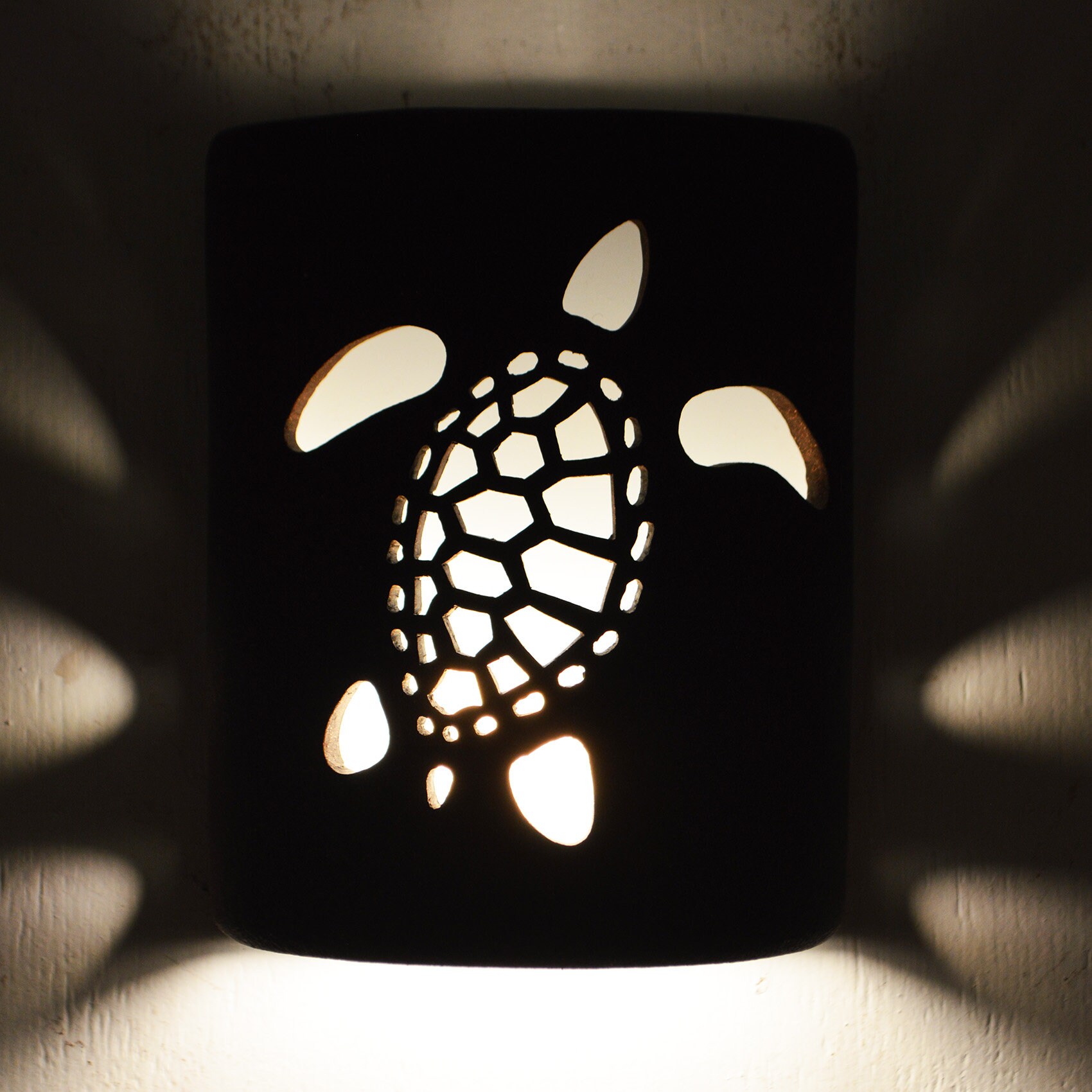 Ocean Turtle, Iron Oxide Color-indoor/outdoor Light-open Top Turtle ...