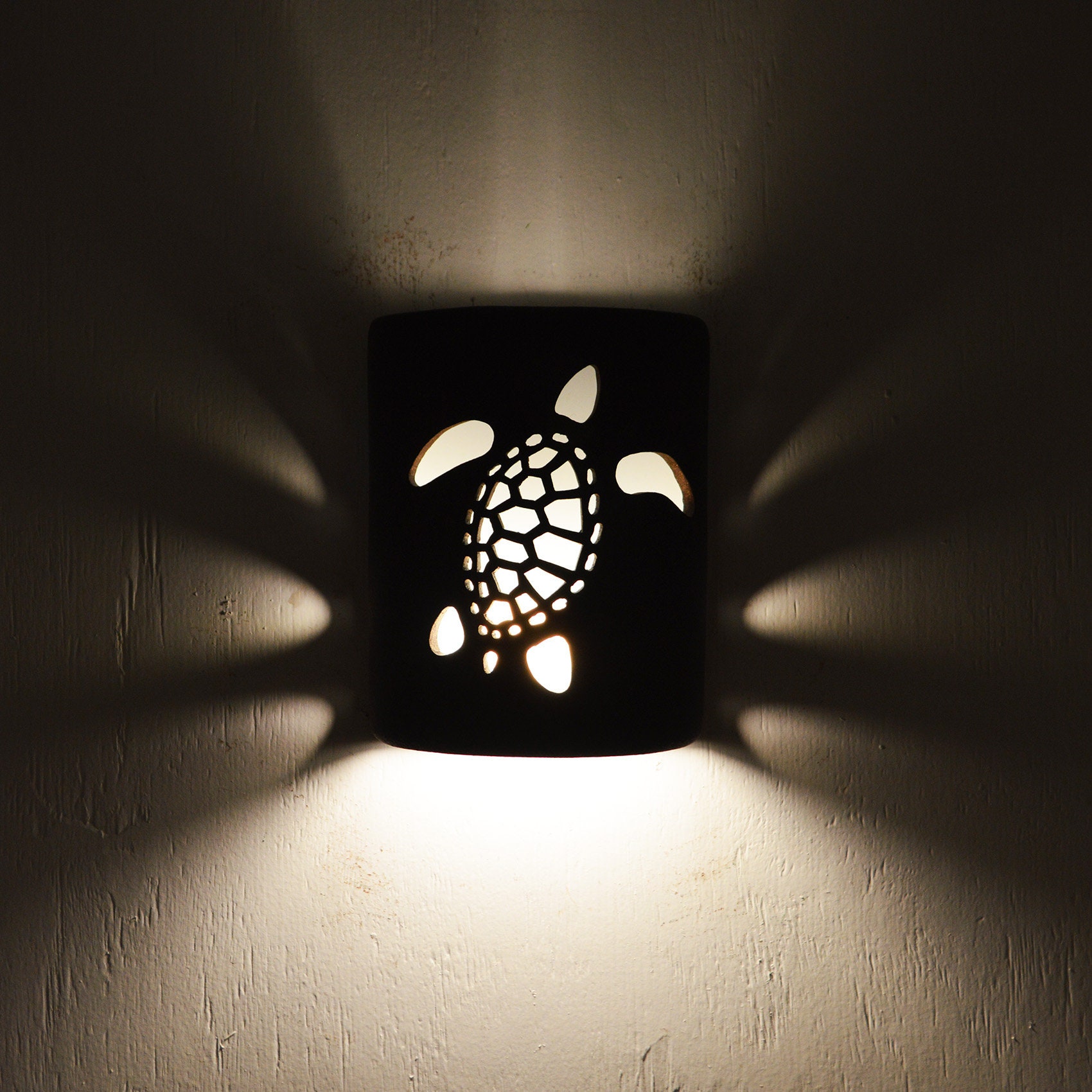 Ocean Turtle, Iron Oxide Color-indoor/outdoor Light-open Top Turtle ...